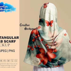 Rectangular Hijab Scarf Mockup | Wrapped Scraf Mockup| Change ...