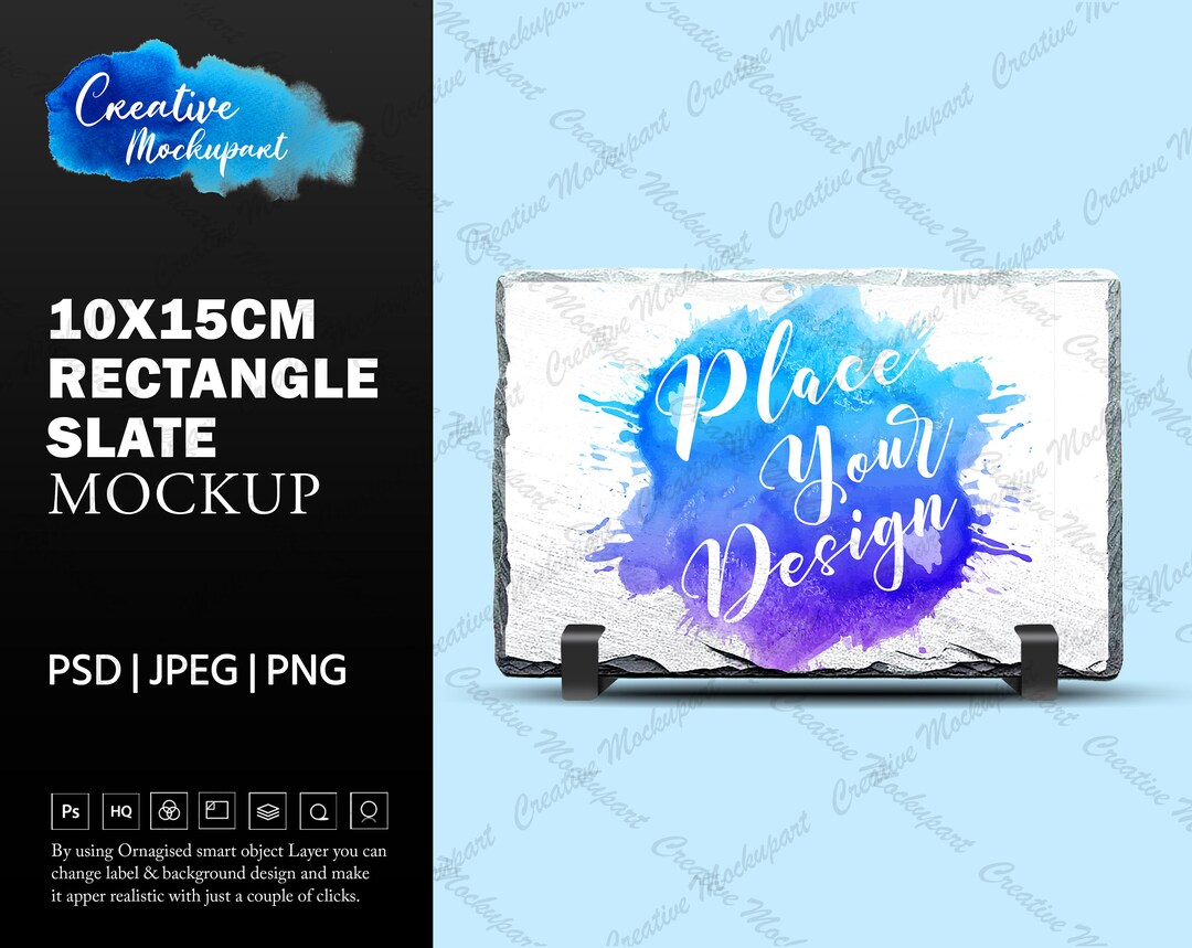 10x15cm Rectangle Slate Mockup | Change Background Add Your Own Design ...