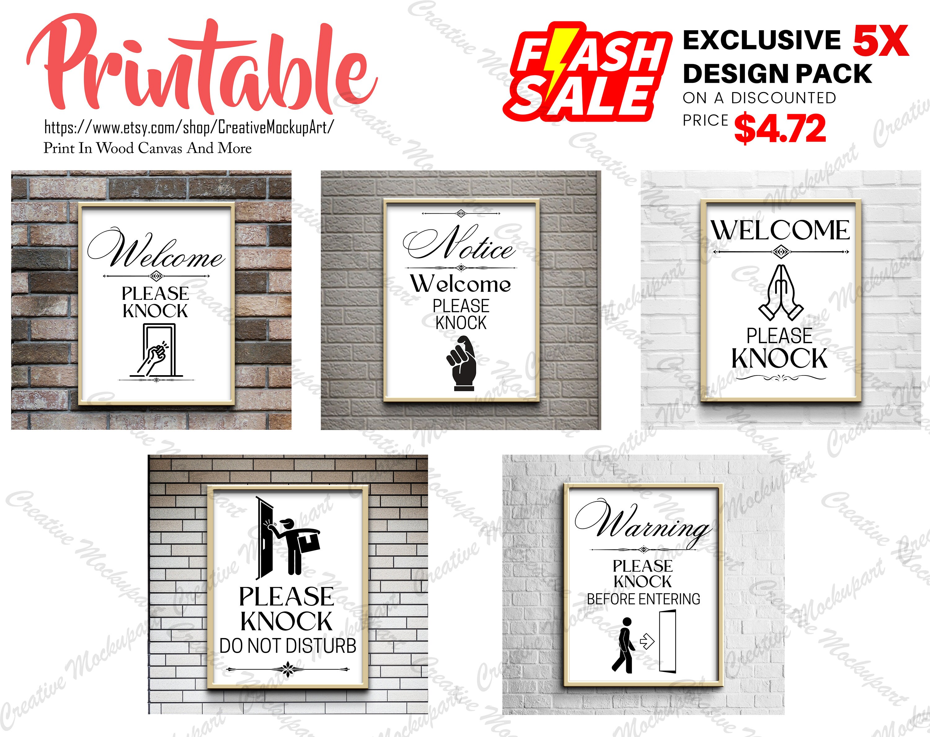 Please Knock Before Entering Sign Printable Pack, Welcome Please Wait ...