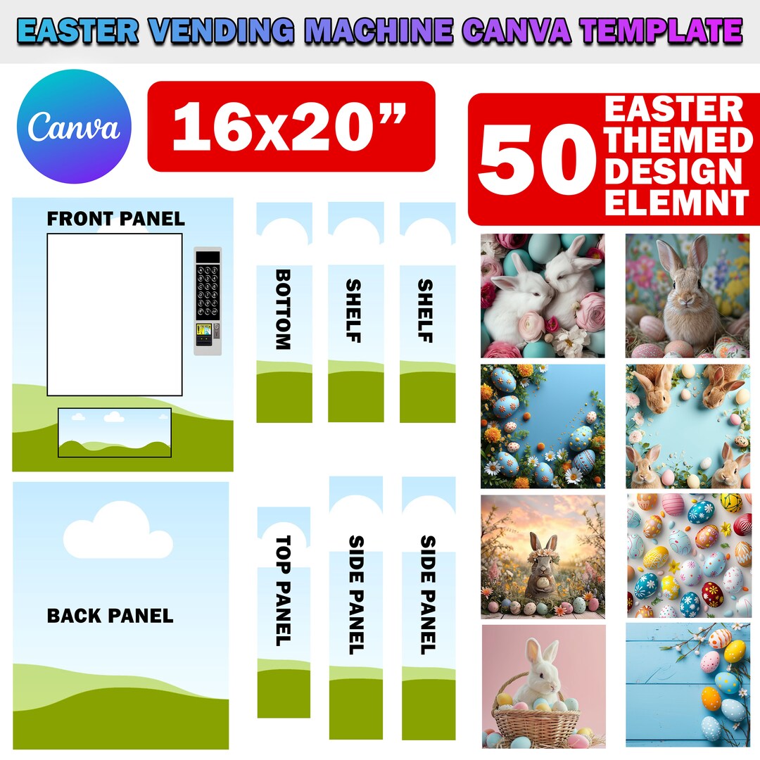 Canva Easter Vending Machine Template, Editable Canva Frame 16X20 ...