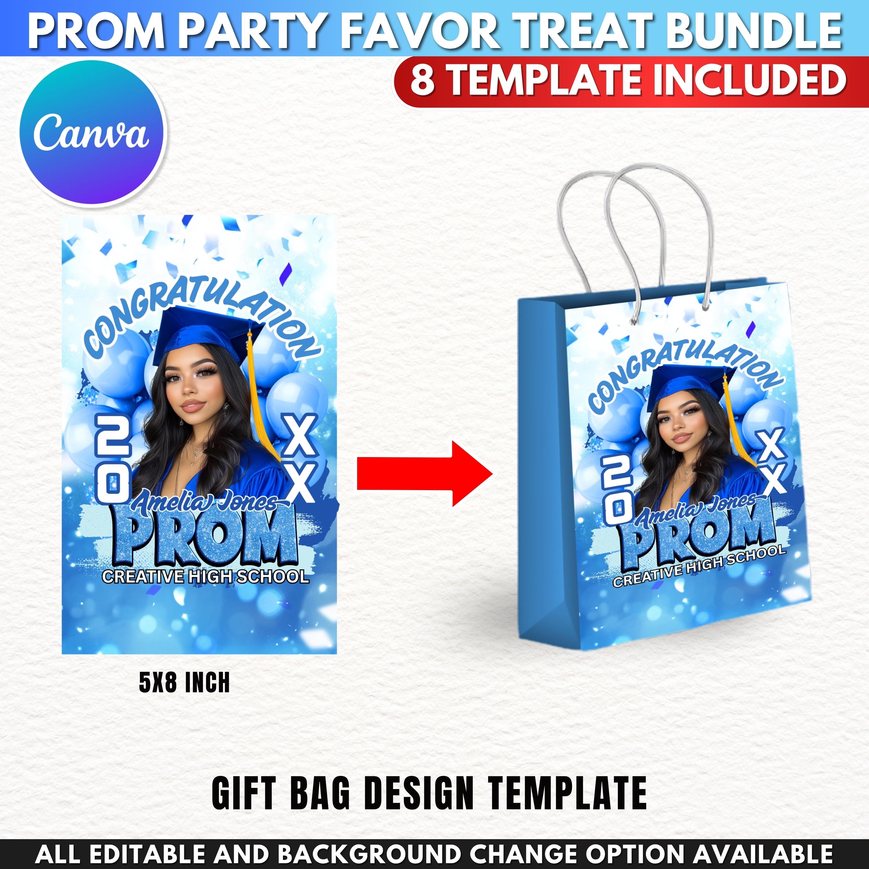 Prom Send off Treat, Prom Packaging Template Bundle, Light Blue ...