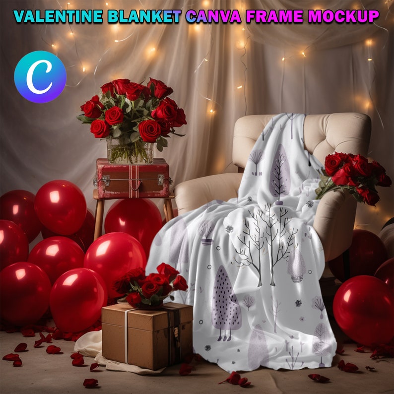 Maqueta de manta Canva, Maqueta de manta del día de San Valentín Lanzar ...