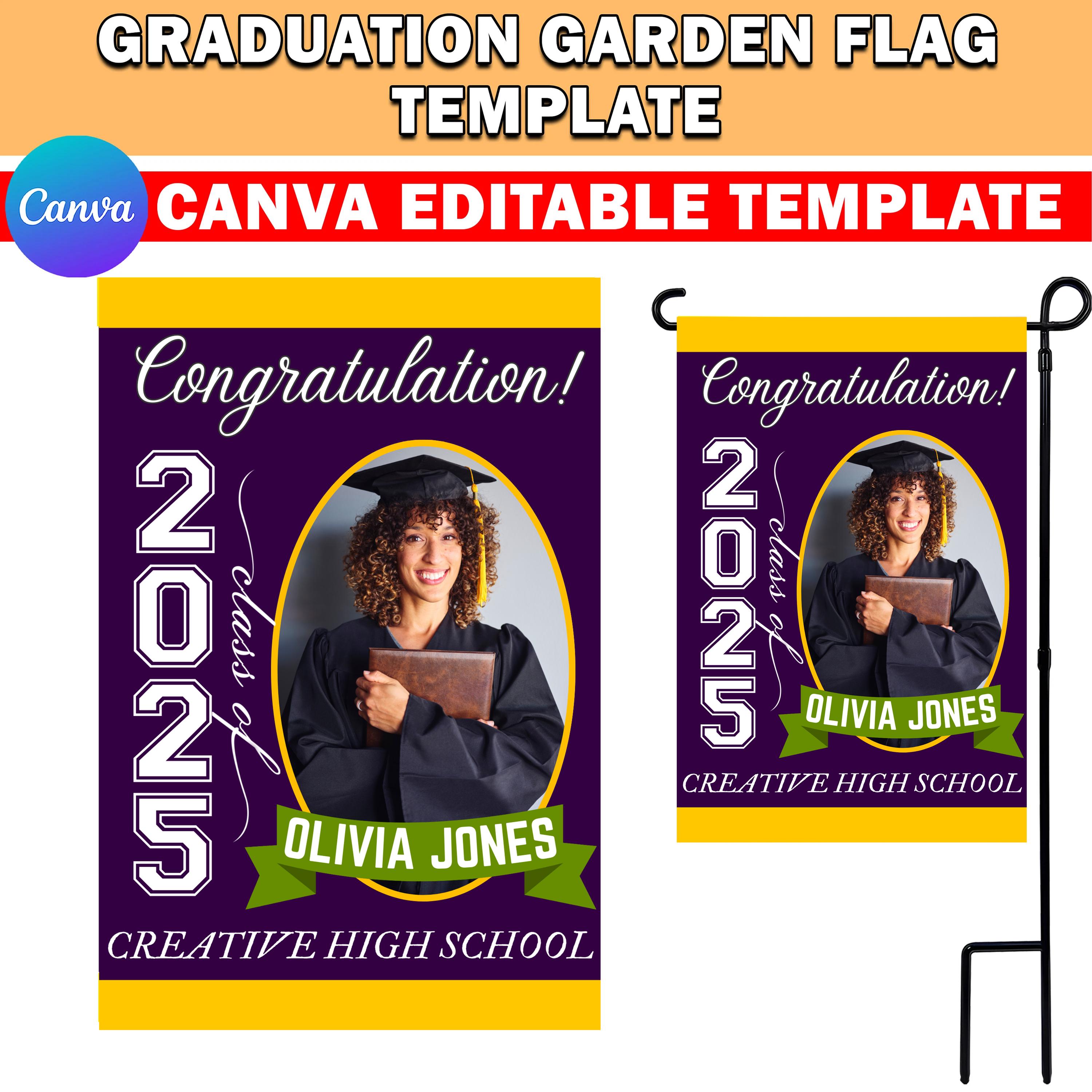 Editable Grad, Senior Garden Flag Template , 12x18 Graduation Flag ...
