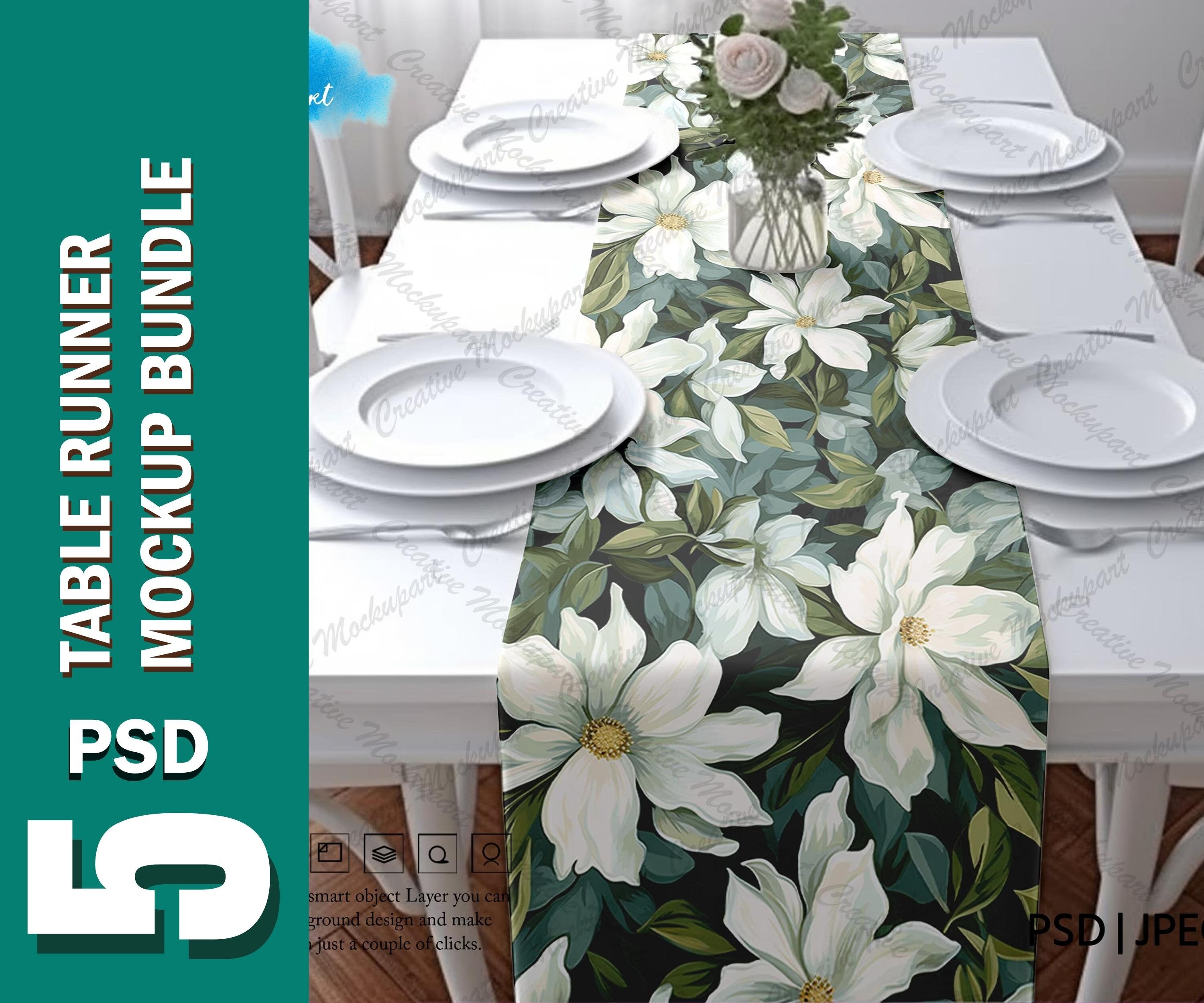 5 Table Runner Mockup Bundle | Pack of 5 Different Designs| Dye ...