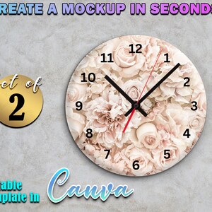 Canva Frame Dye Sublimation Round Glass Clock Mockup | Clock Canva ...