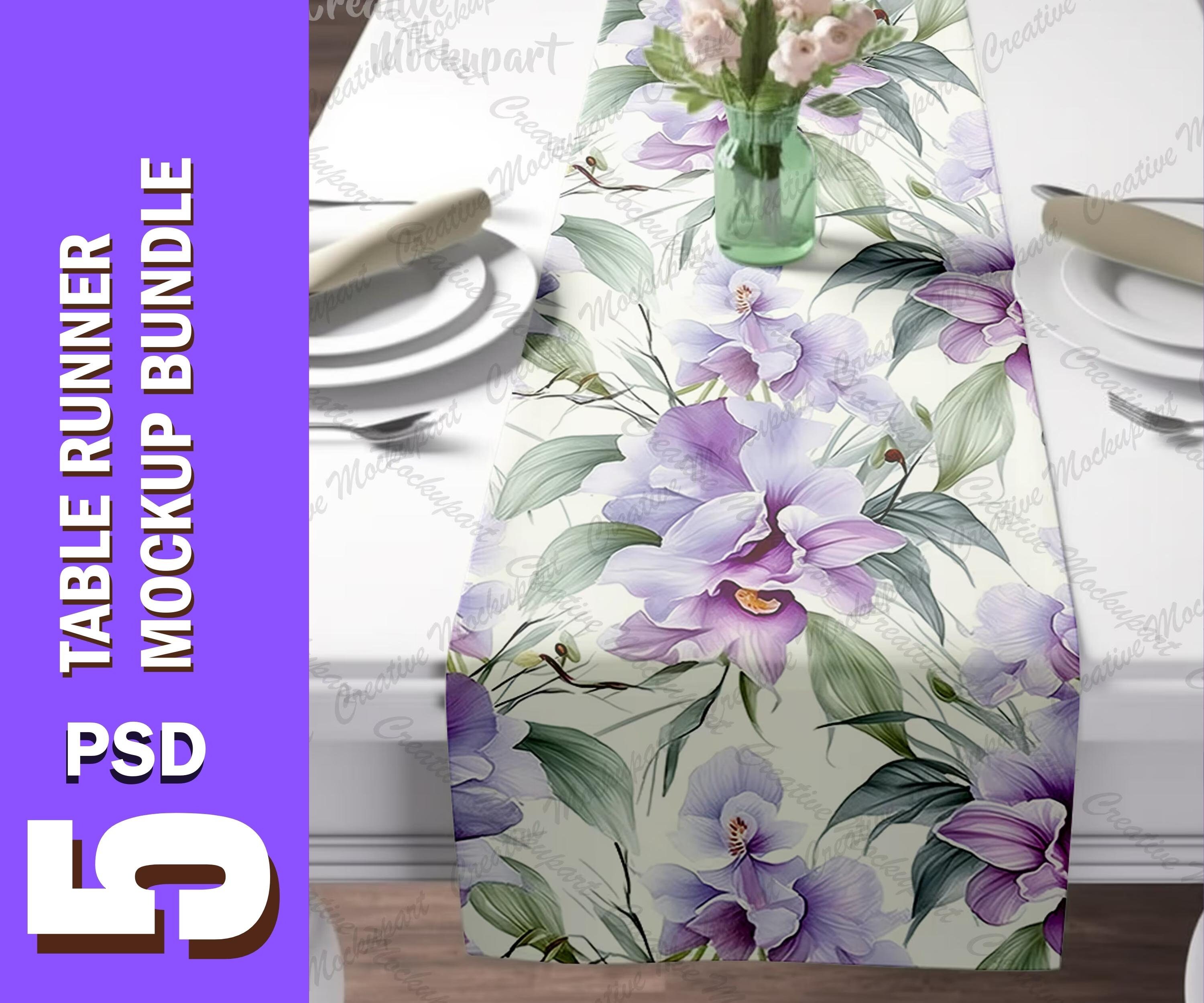 5 Table Runner Mockup Bundle | Pack of 5 Different Designs| Dye ...