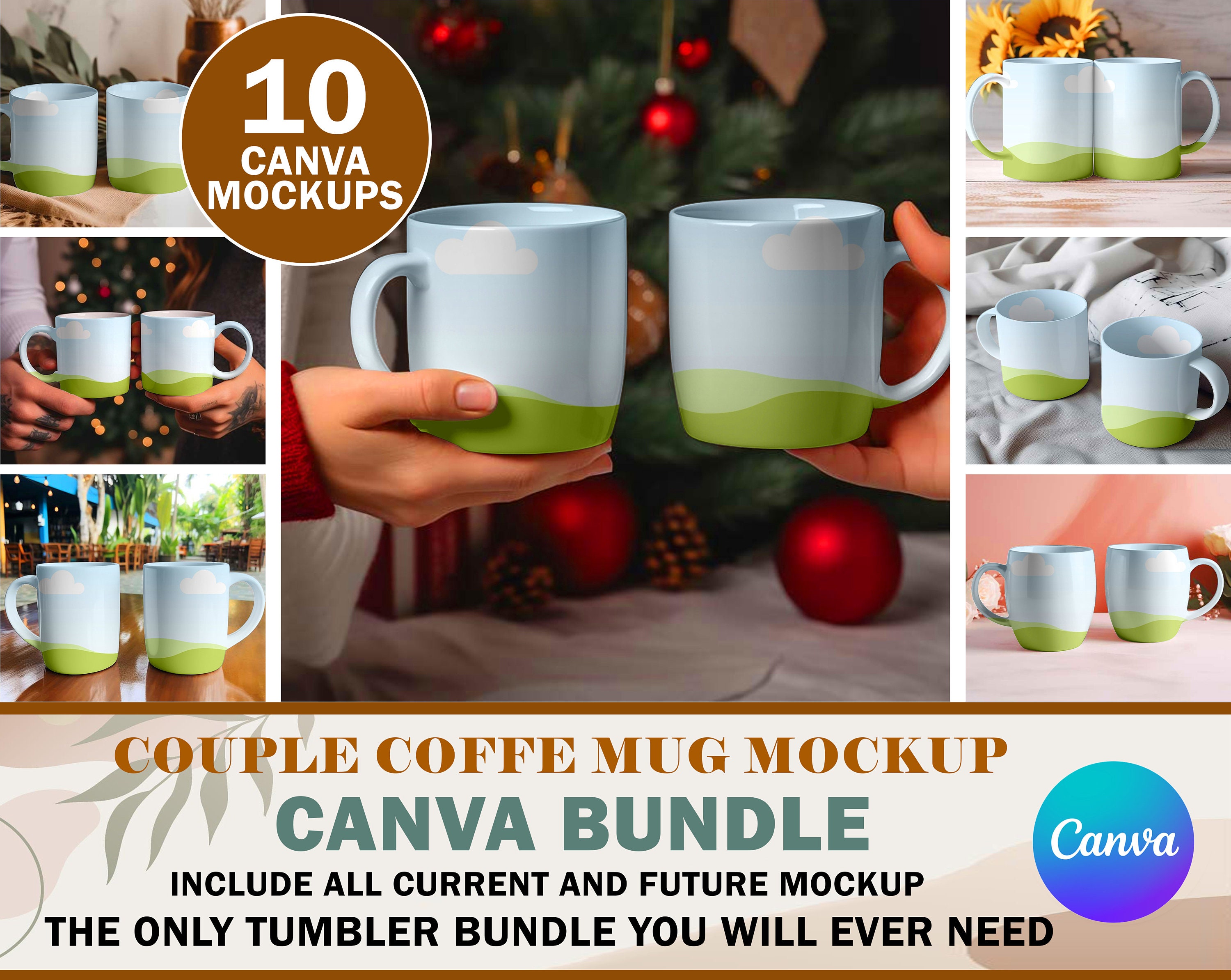 Canva Frame 10 Couple Mug Mockup Bundle Two White Mug - Etsy