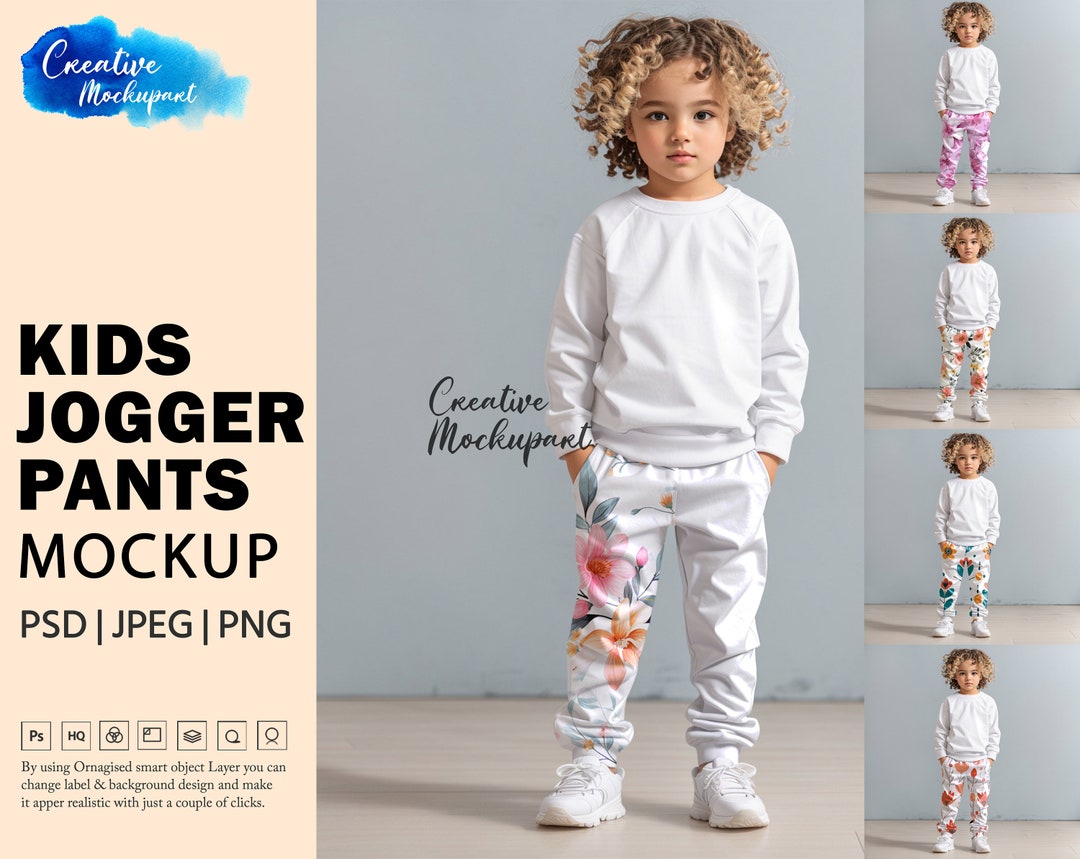 Jogger Pants for Kids Mockup | Joggers Mock-up| Sweatpants Mock up ...
