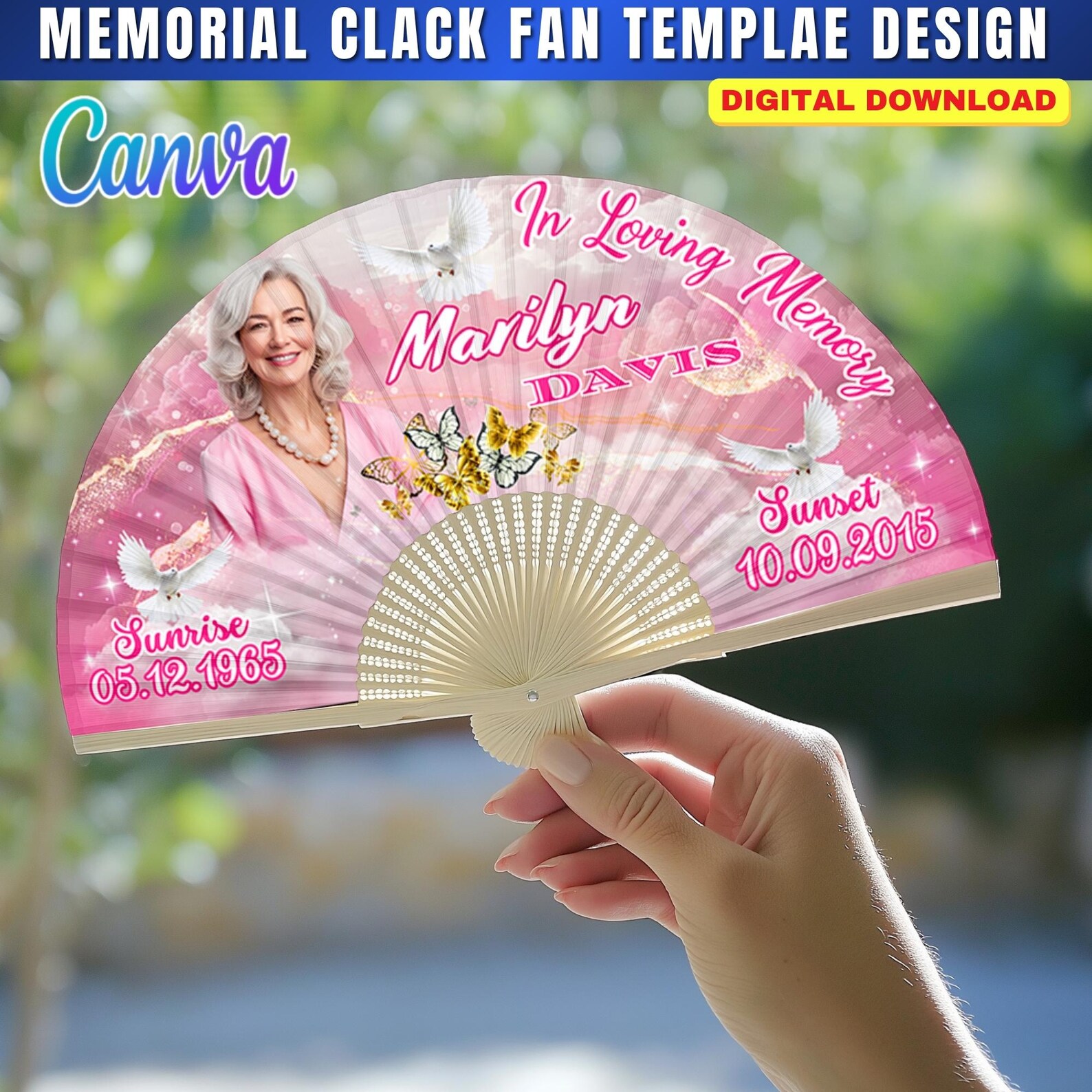 6x Clack Fan Memorial Design Canva Templates, Fully Editable Drag ...