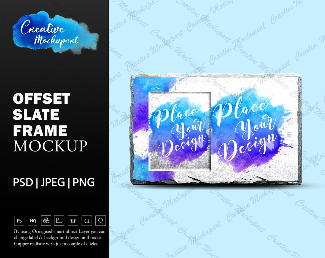 Offset Slate Frame Mockup, Engraved Rock Frame for DYE Sublimation ...
