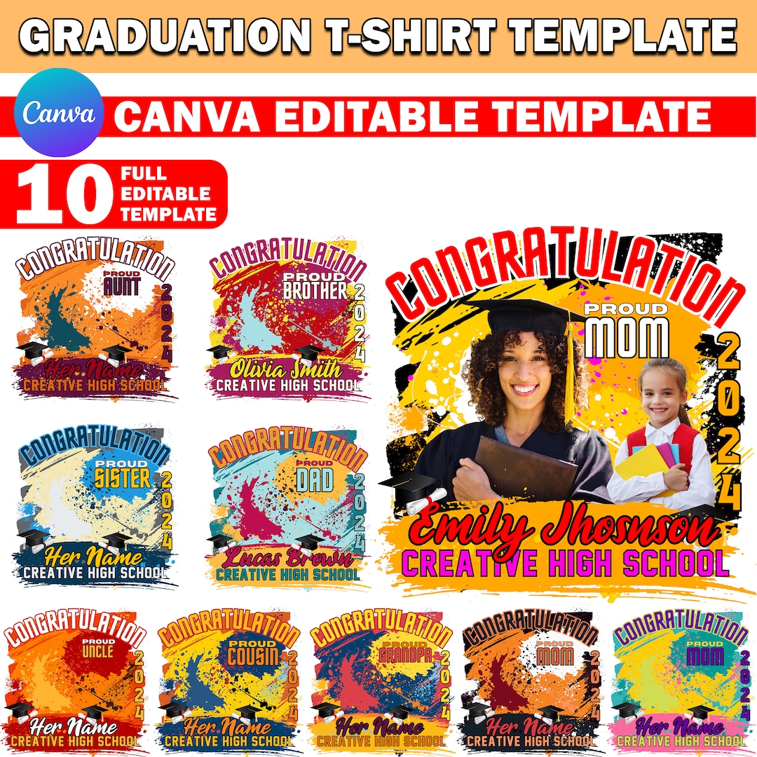 Canva Family Graduation Template, Grad Bundle Editable Template, Senior ...