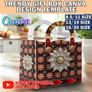 Trendy Fashion Gift Bag Box Template, DIY Designer Purse Handbag Gift ...