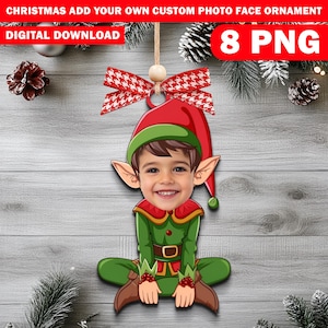 DIY Add Your Own Custom Photo Face Ornament, Christmas Elf Yourself PNG ...