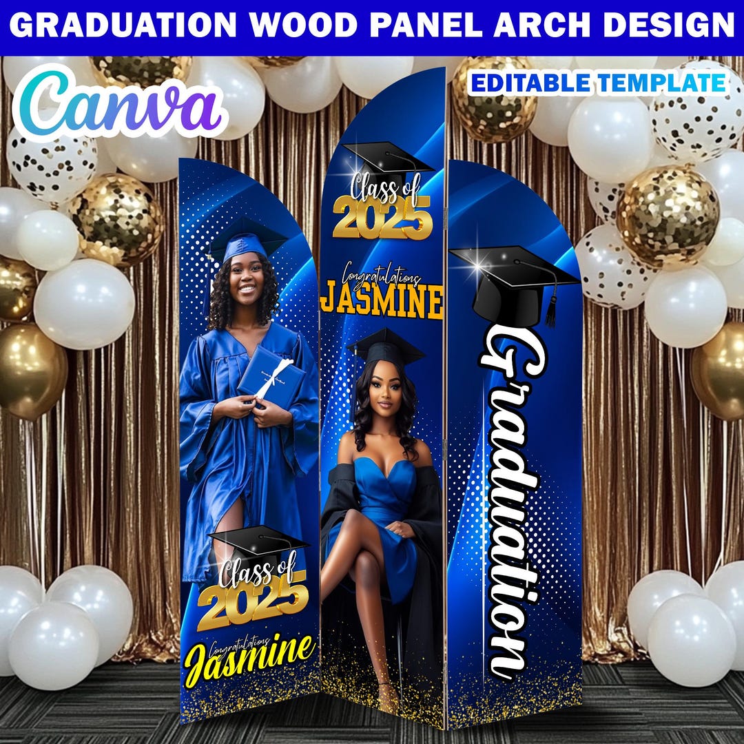 Graduation Wooden Arch Panel Design Canva Backdrop Template, Editable ...