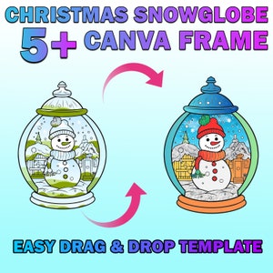 DIY Canva Christmas Snow Globe Design Frame Bundle Editable Canva Frame ...