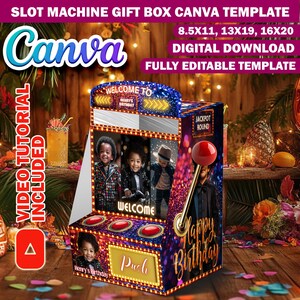 Slot Machine Gift Box Canva Template, Foam Board Trendy Gift Box ...