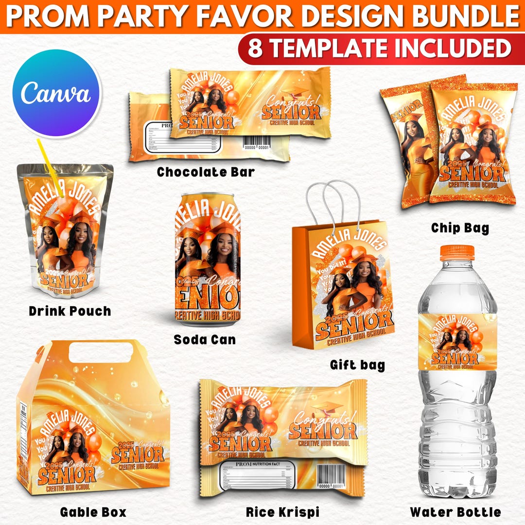 8X Grad/senior/prom Send off Party Favor Template Bundle, Canva ...