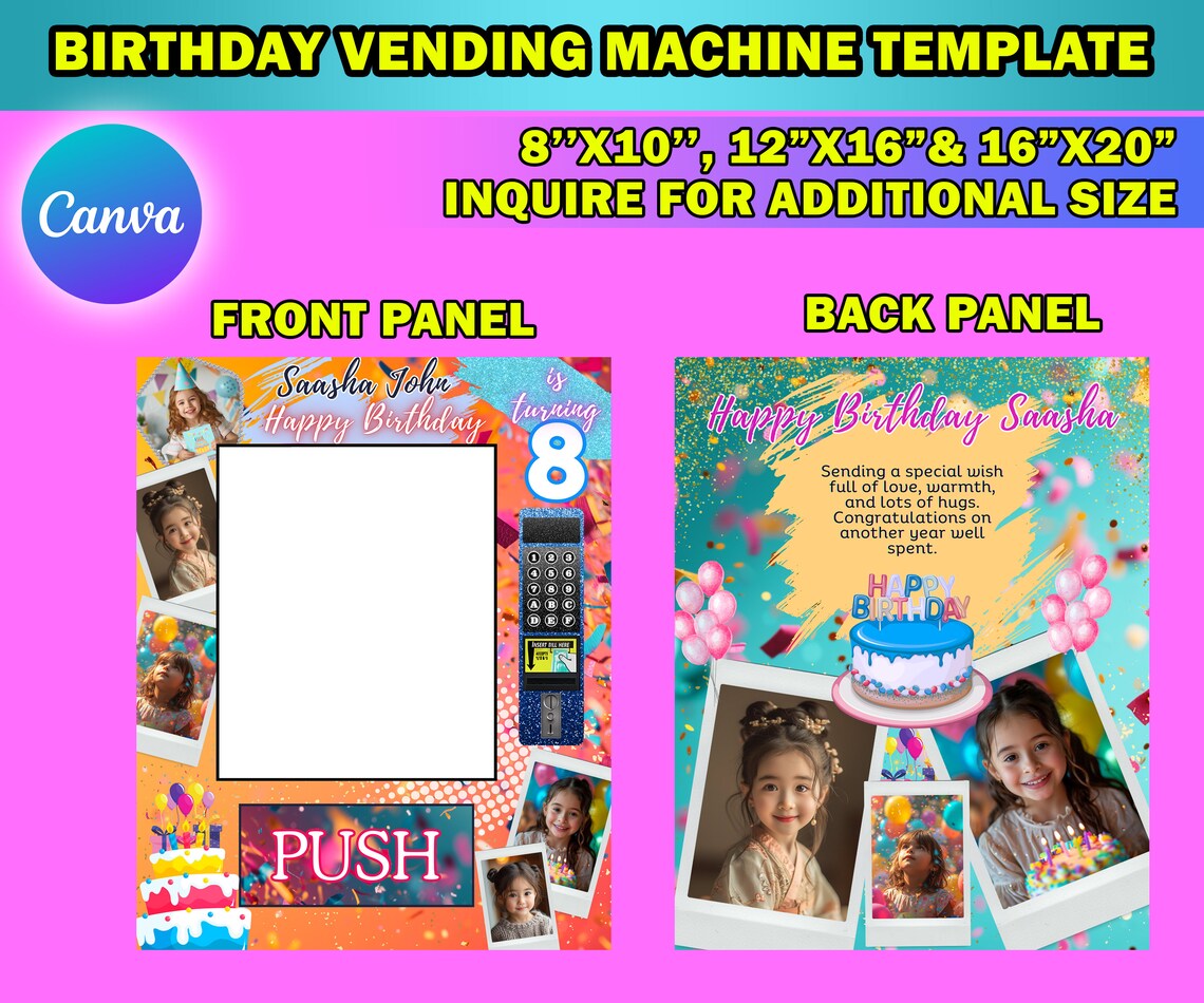 Editable Birthday Vending Machine Template, DIY Vending Machine for ...