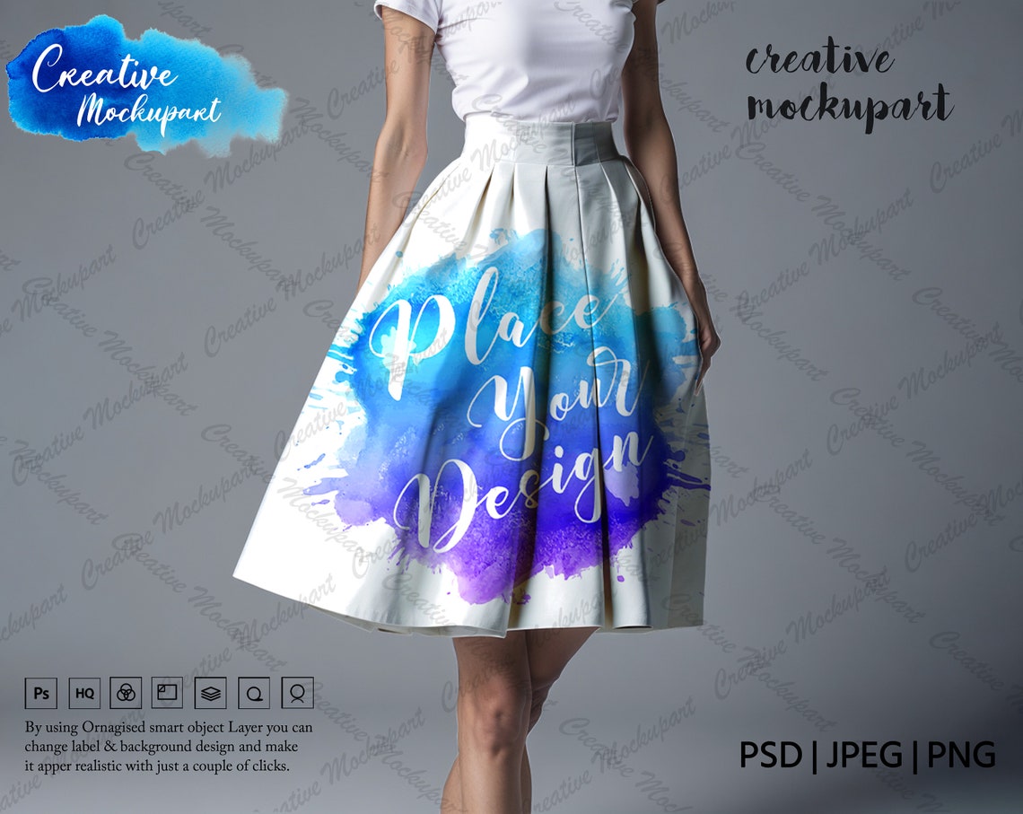 Midi Skirt Mockup Change Background Add Your Own Design via - Etsy