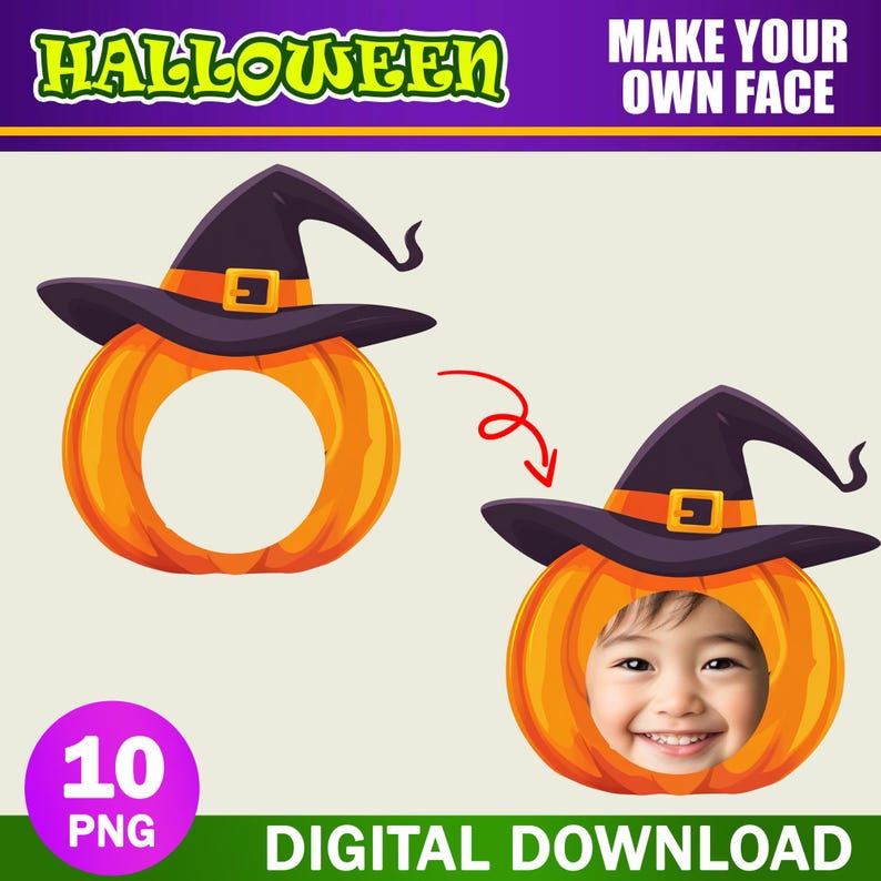 10x Halloween Add Your Own Photo Picture PNG Bundle, Bat Boo Cute Ghost ...