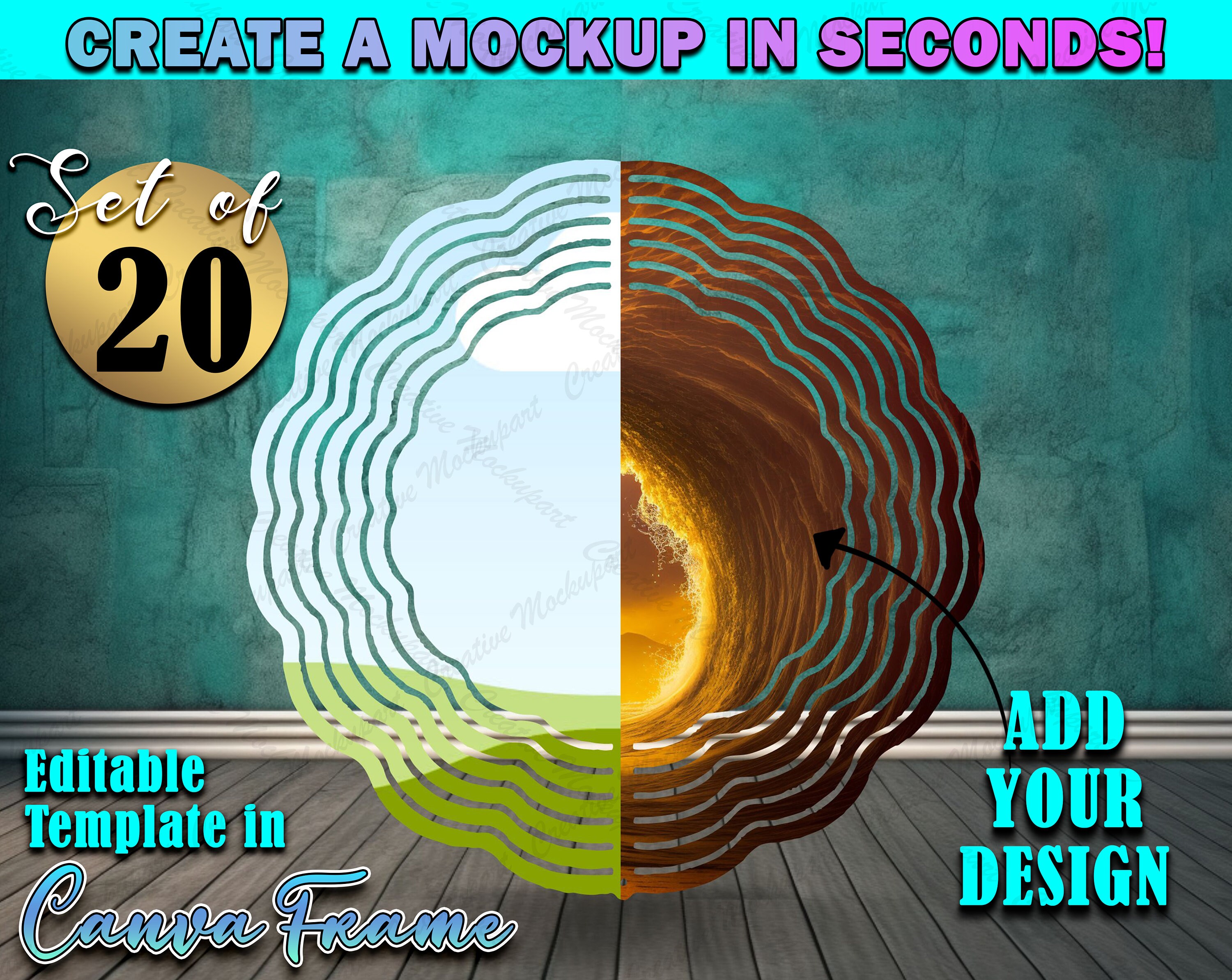10 Inch Wind Spinner Canva Frame Mockup SET OF 20 Different - Etsy