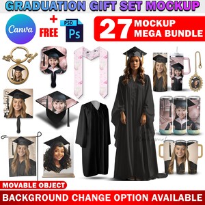 Canva Graduation Gift Set Mockup Bundle for Sublimation, Grad Stole ...