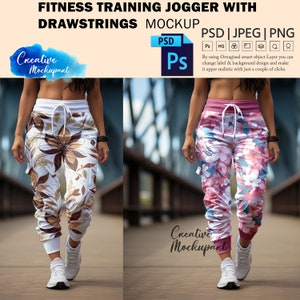 Fitness Training Jogger Mockup | Sweatpants With Drawstrings Mockup ...