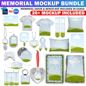 Memorial Mockup Bundle, Memorial T Shirt, Pendant, Pillow, Grave ...