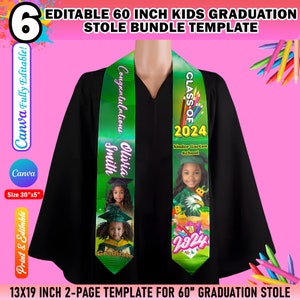 6 Pre-k & Kindergarten Kids Graduation Stole Design Bundle, Kids Sash ...