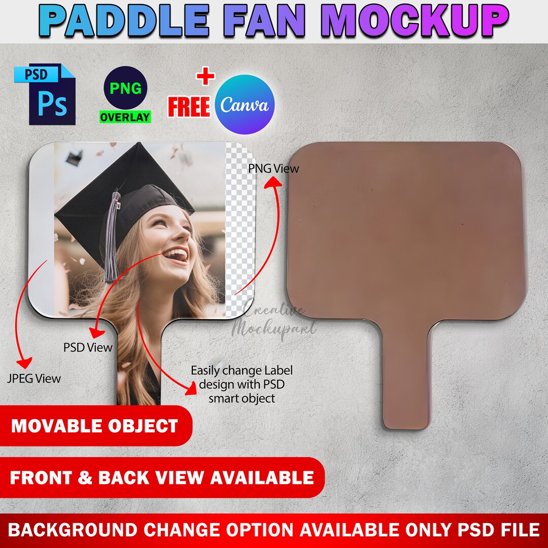 Dye Sublimation Paddle Fan Mockup, Church, Memorial Graduation MDF ...