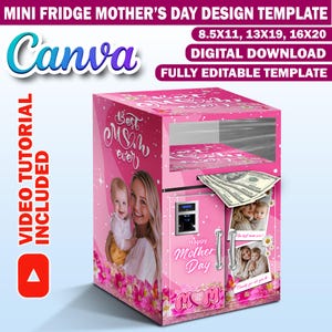 Mothers Day Mini Fridge Gift Box Canva Template, Foam Board Mother's ...