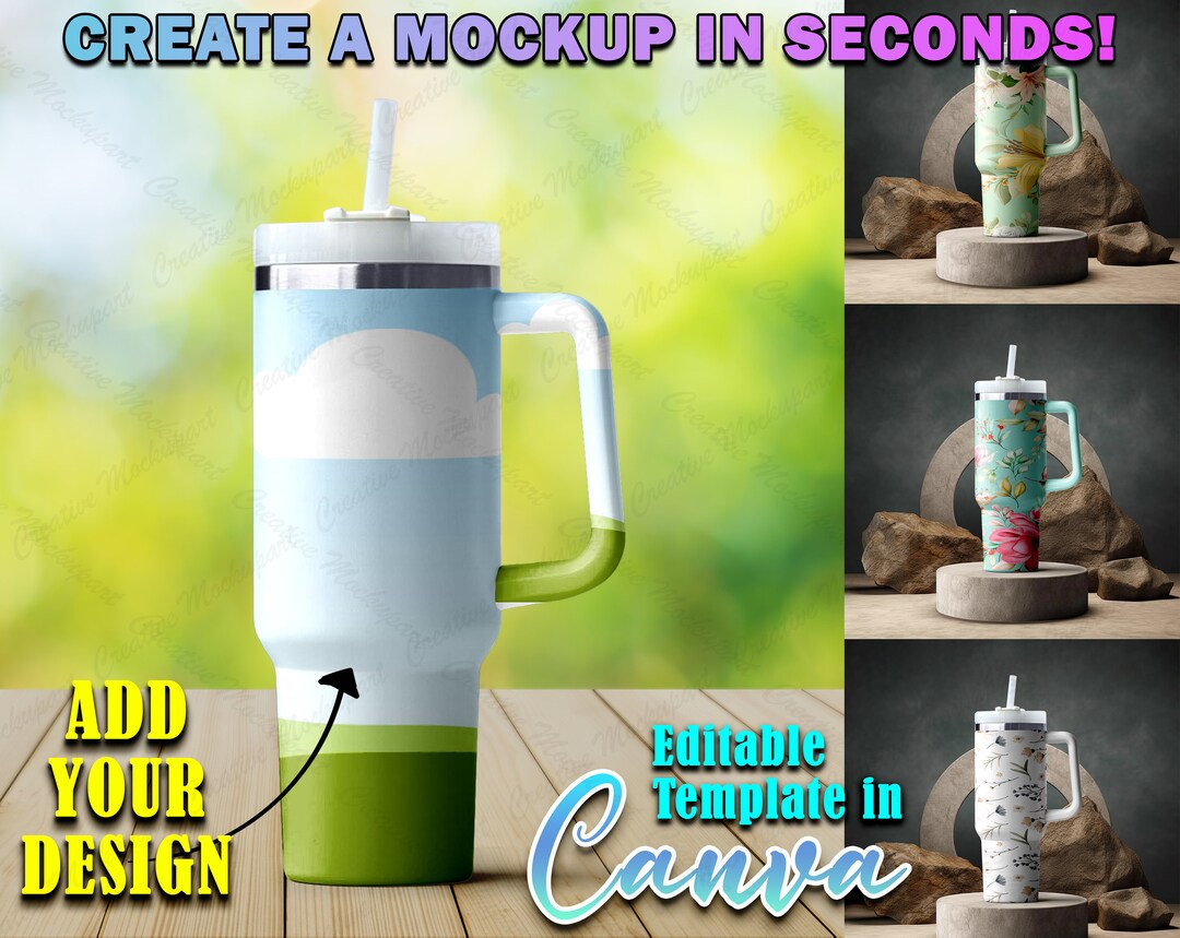 Canva Frame Stanley Cup Tumbler Mockup | Canva Tumbler Mockup | Change ...