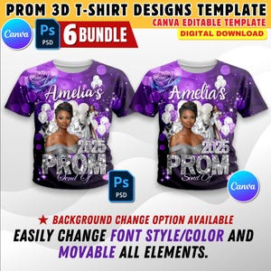 6x Viral Prom 3D Shirt Design Bundle, Prom T-shirt Design Canva, PSD ...