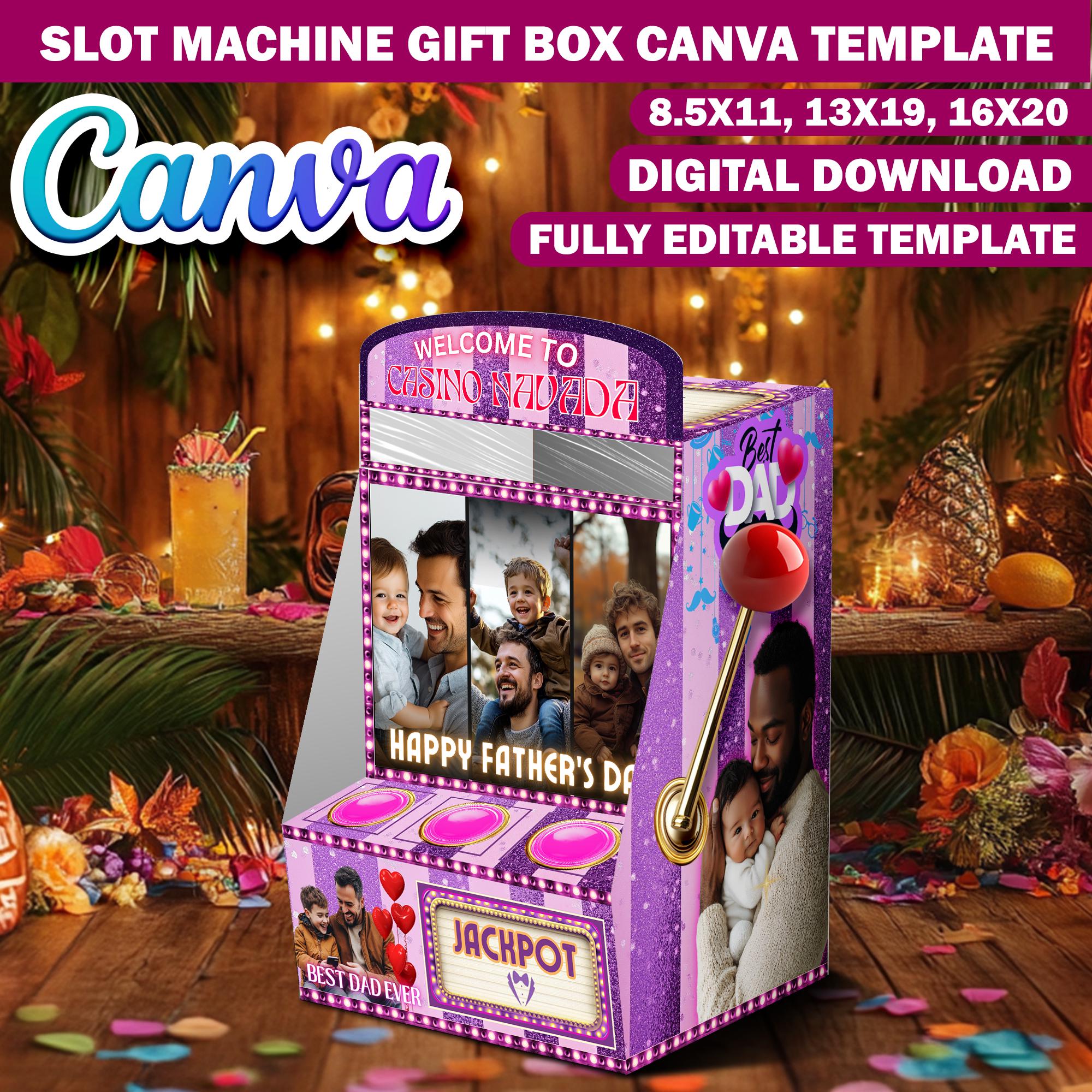 Slot Machine Gift Box Canva Template, Foam Board Trendy Gift Box ...