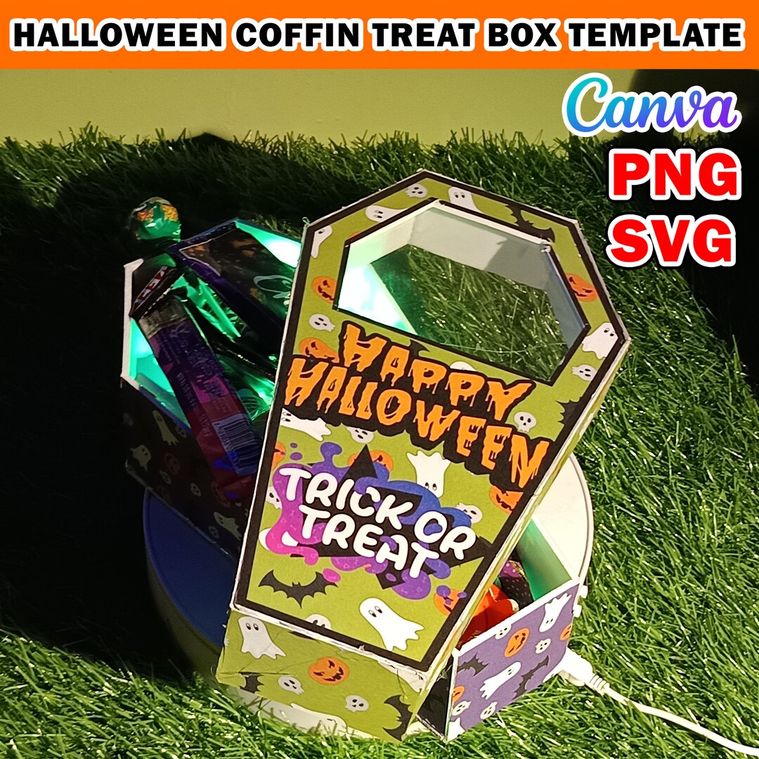 Halloween Coffin Gift Box SVG Template, Halloween Party Favor Coffin ...