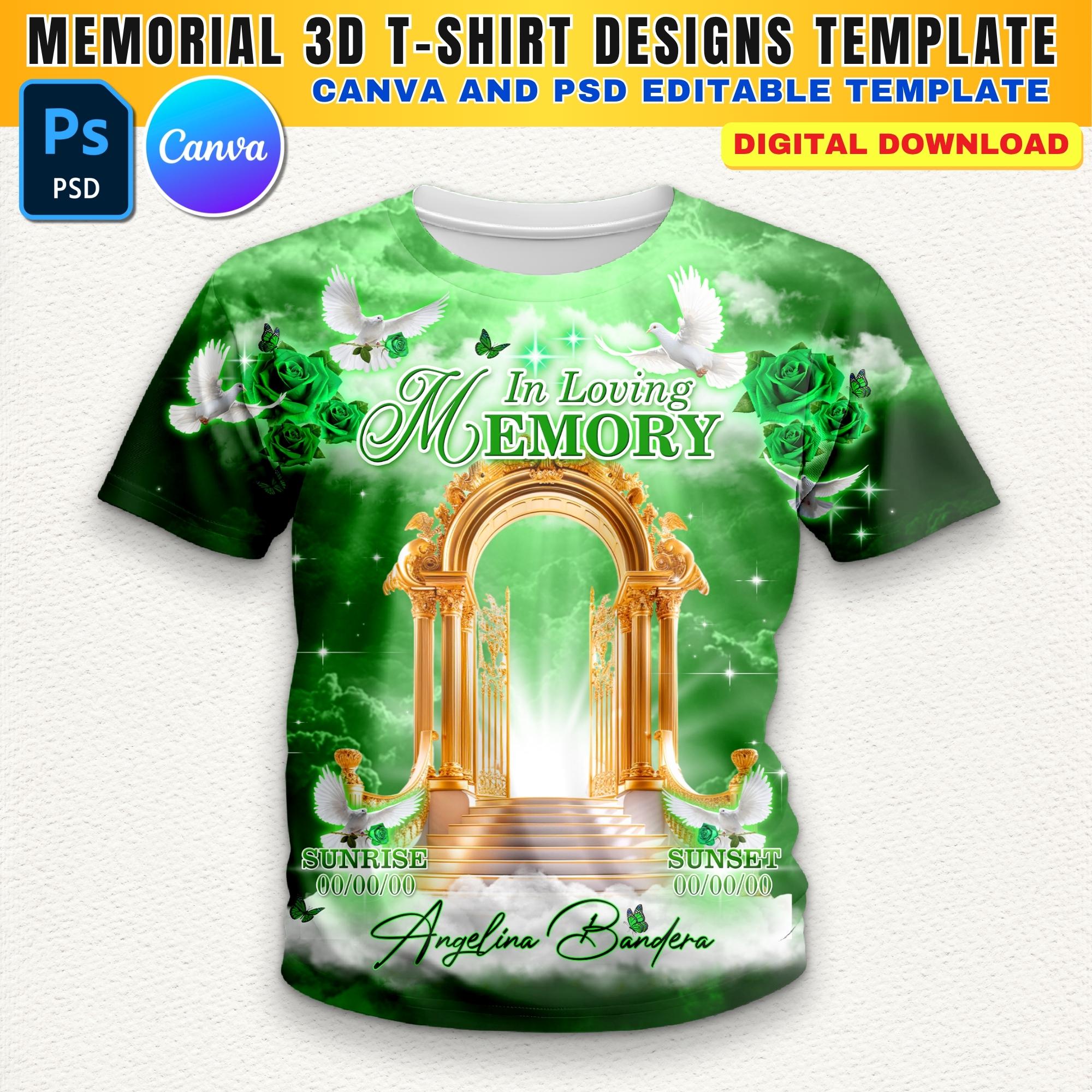 In Loving Memory 3D All Over T-shirt Design, Memorial Green T-shirt ...