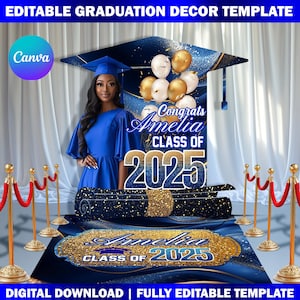 Custom Shape Graduation Decor Canva Template Bundle, Name Cutout, Grad ...