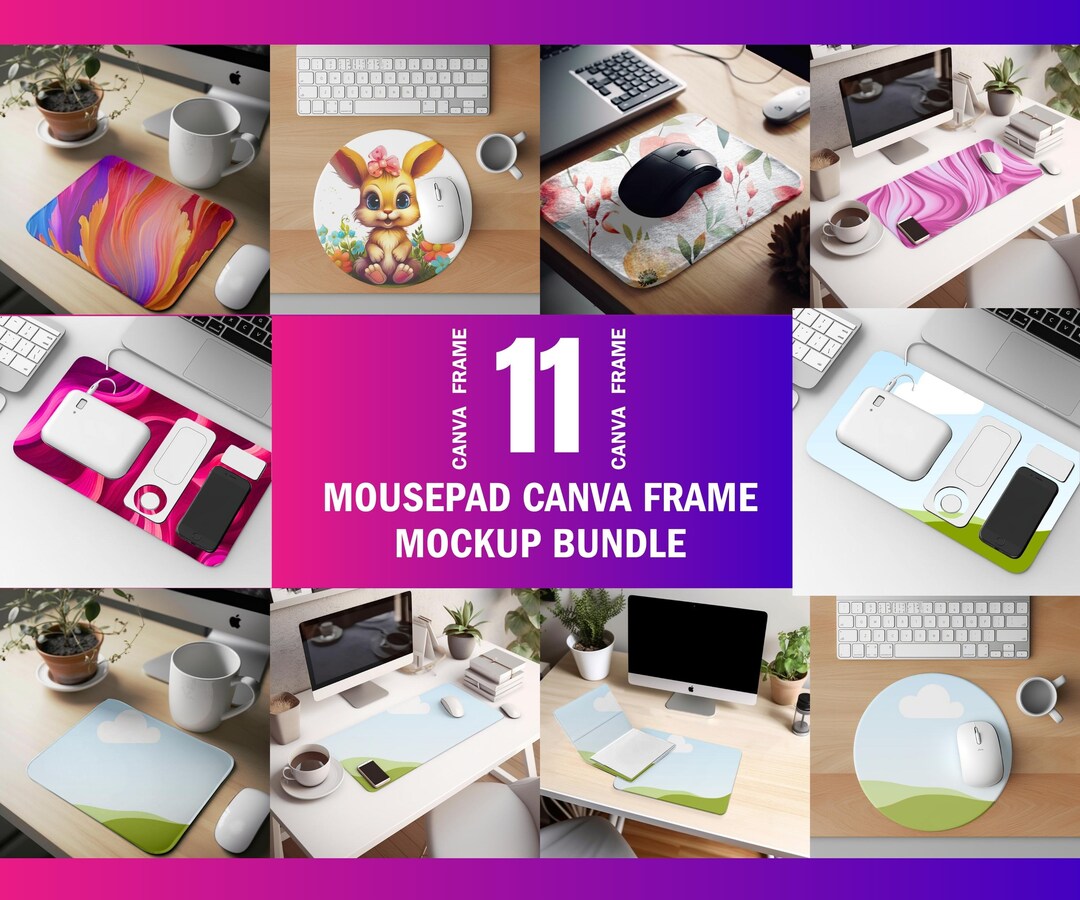 11 Canva Frame Mouse Pad Mockup Bundle Mouse Pad Template Printify Customizable Desk Mat Mockup ...