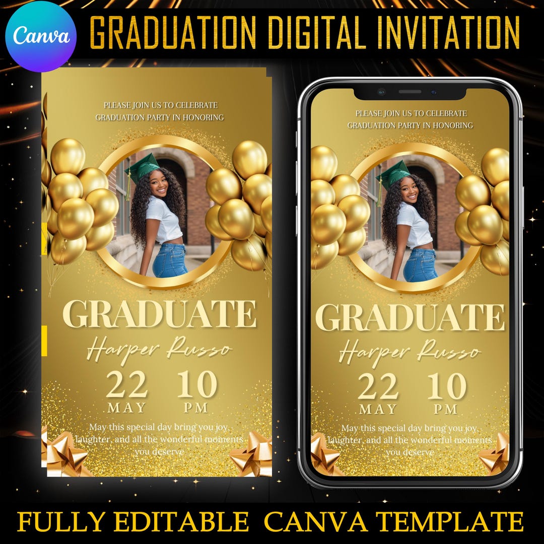 Graduation Digital Invitation Card, Editable Graduation Party E ...