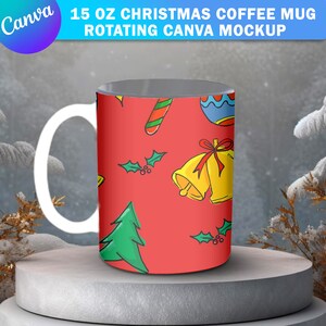 Canva 15oz Rotating Coffee Mug Mockup Christmas Background, Animated ...