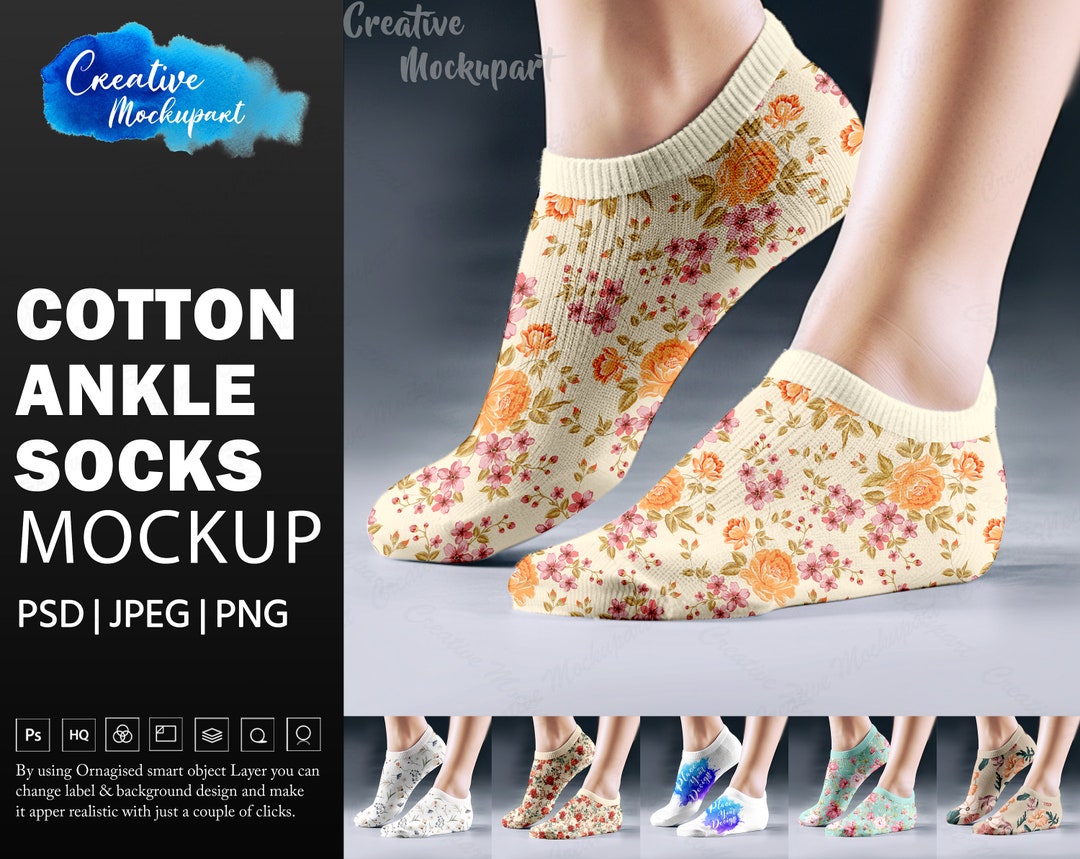 Cotton Ankle Socks Mockup | Comfort Socks Mockup | Dye Sublimation ...