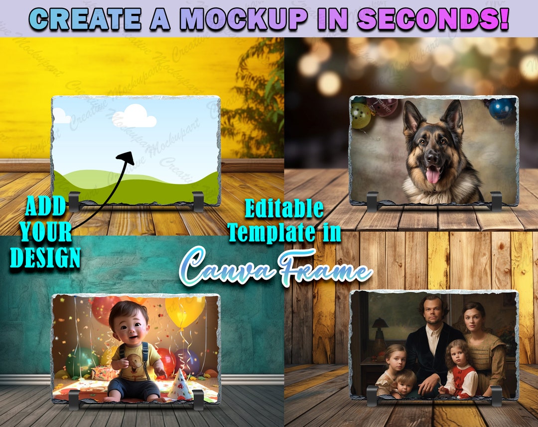 Rectangle Slate Canva Frame Mockup for Dye Sublimation | Rectangle Rock ...