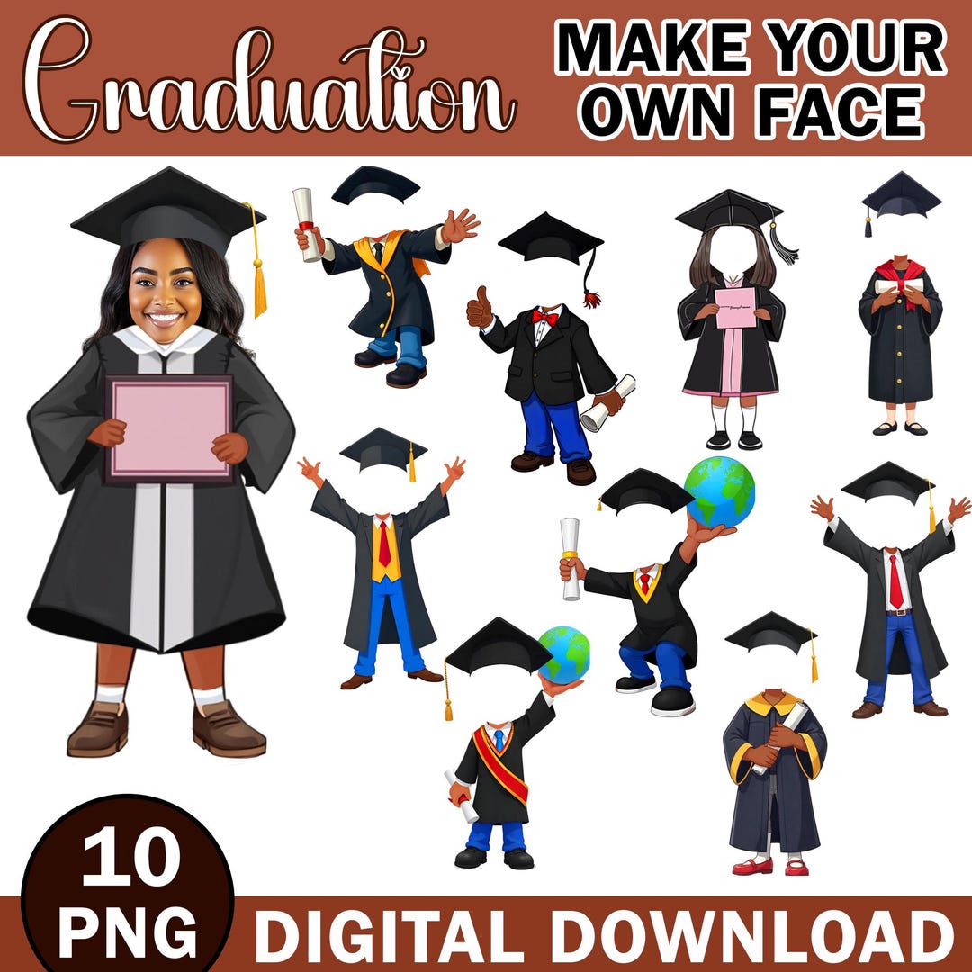 Afro American DIY Graduate Yourself PNG, Graduation Add Your Own Photo ...