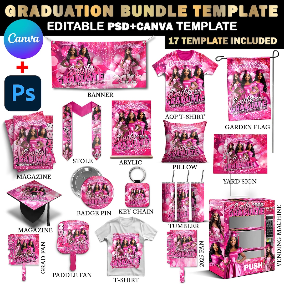 Graduation Design Bundle 2025, Editable Graduation Sublimation Pack ...
