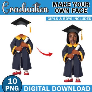 Afro American DIY Graduate Yourself PNG, Graduation Add Your Own Photo ...
