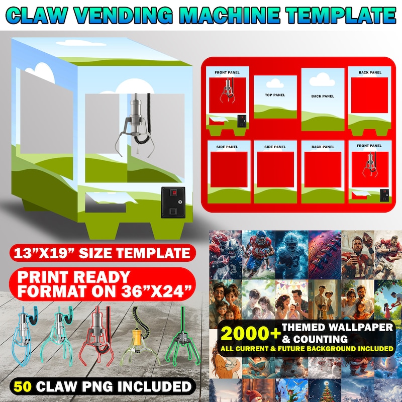 Claw Machine Template - Etsy