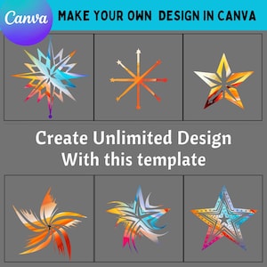 50 Canva Frames Sparkle Star Template Bundle | Make Your Own Bright ...