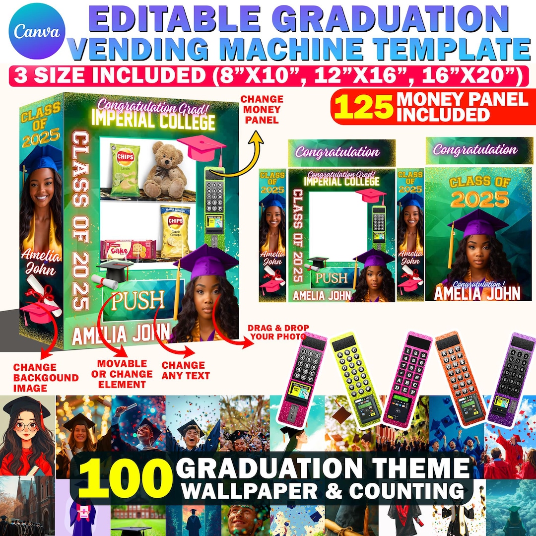 Grad Vending Machine Template, Senior Template, DIY, 8x10, 12X16, 16X20 ...