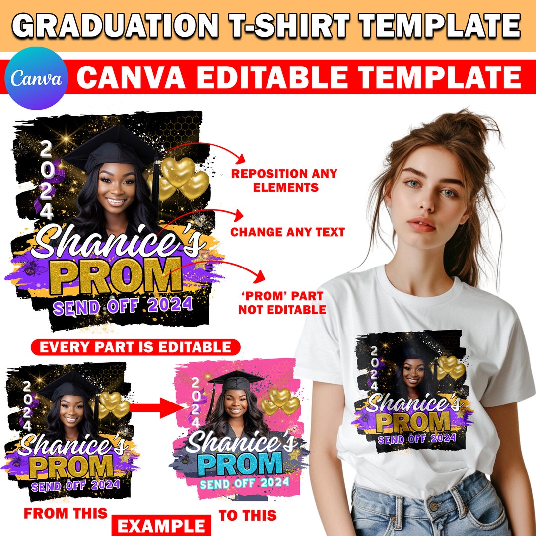 Prom Send off T Shirt Design, Editable Canva, 2024 Prom T Shirt Design ...