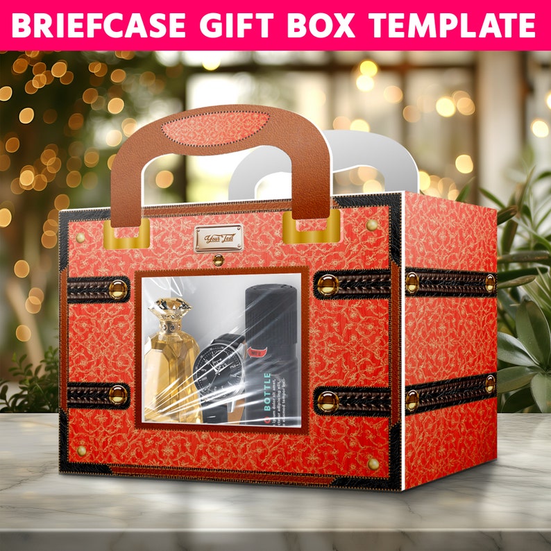 Briefcase Gift Box Template, Canva Editable, Designer Handbag With Gift ...